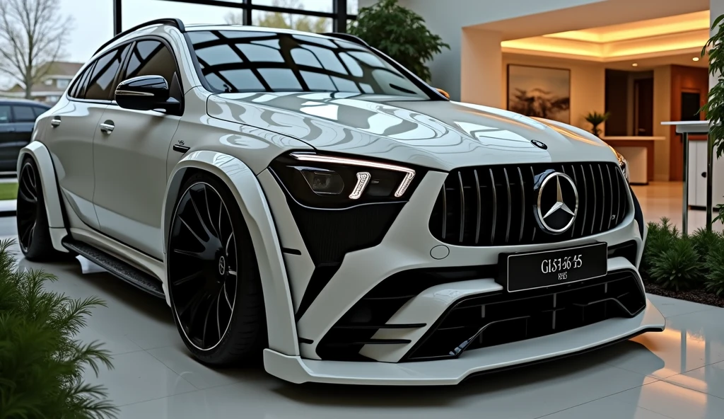 Side front view of painted white with shiny clour 2025 Mercedes - SeaArt AI