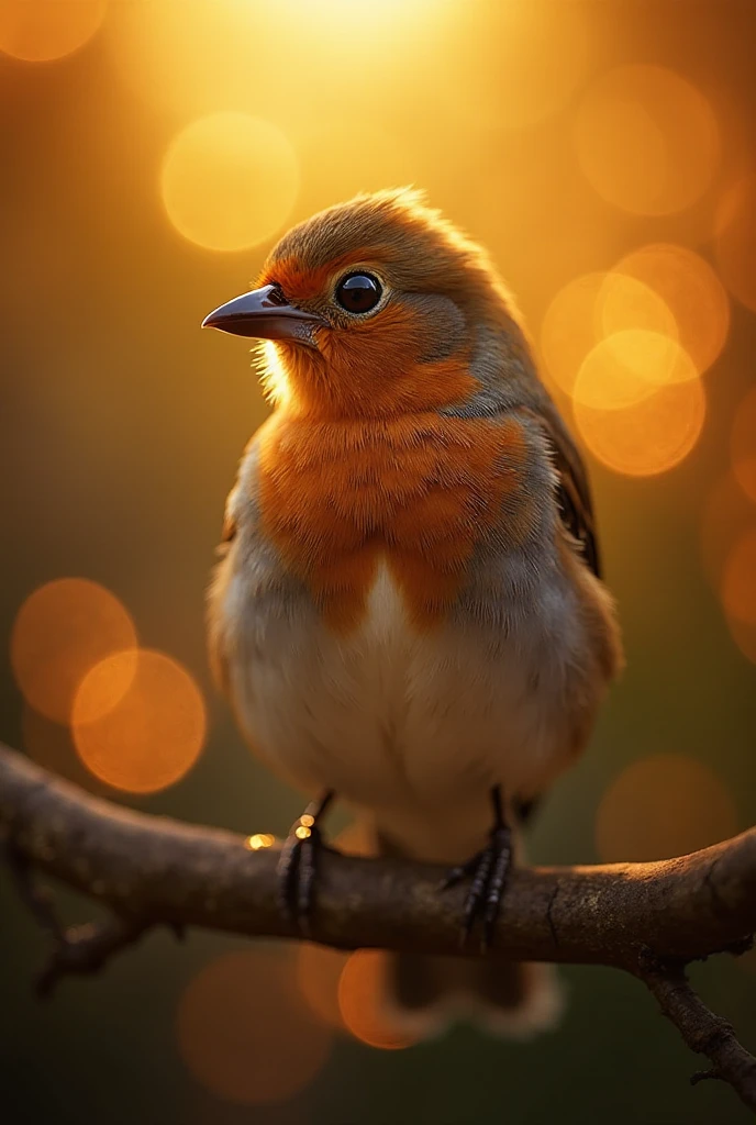 A mesmerizing close-up portrait of a beautiful little bird illuminated ...