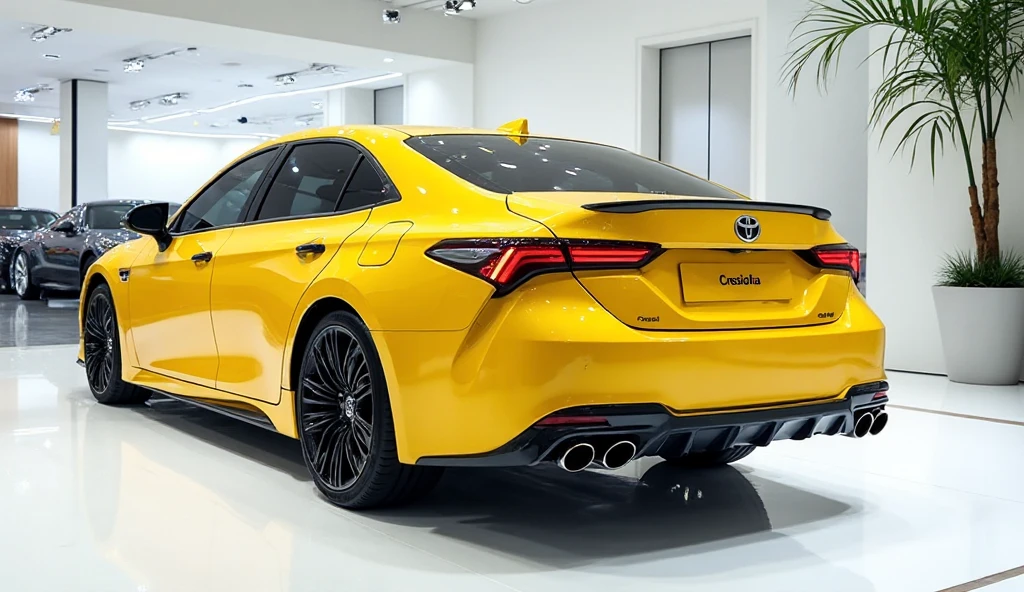 Back right Side view of painted yellow with shiny clour 2027 Toyota ...