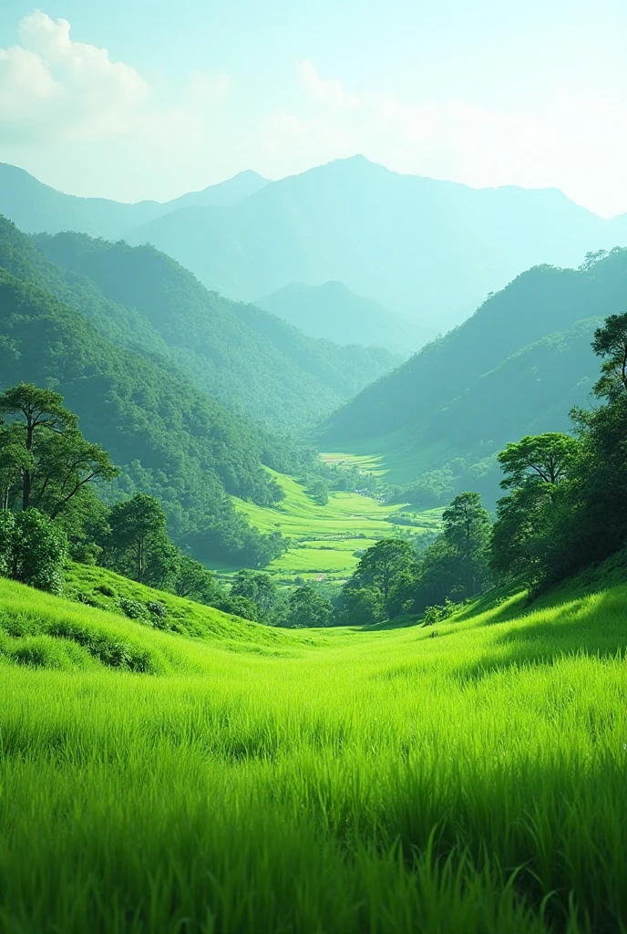 A serene and lush green Myanmar landscape in 4K ultra detail - SeaArt AI