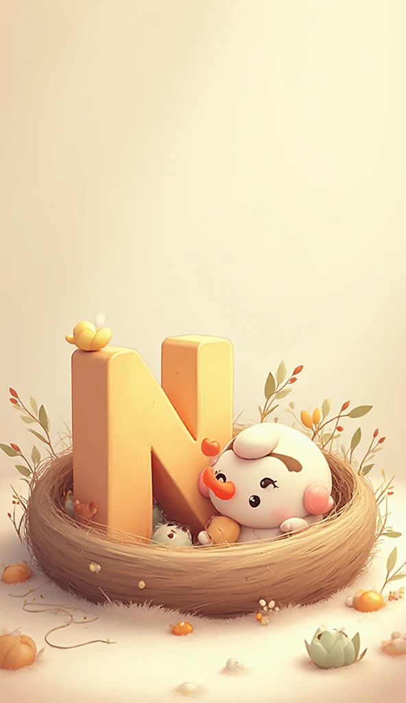 Big N and small n with Nest, cartoon kid Nose, and catching Net ...