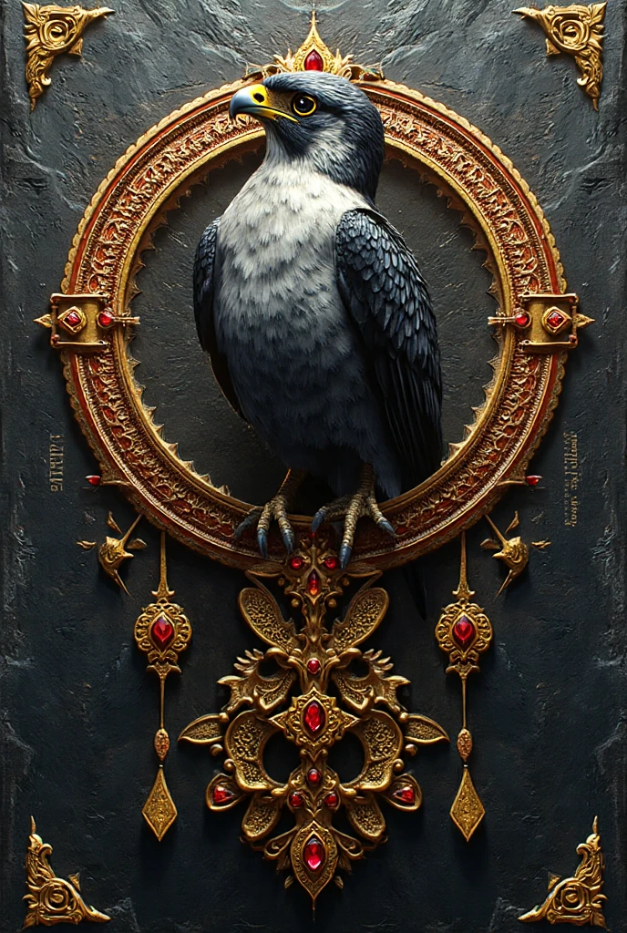 Ultra-realistic and highly detailed illustration engraved on a dark ...