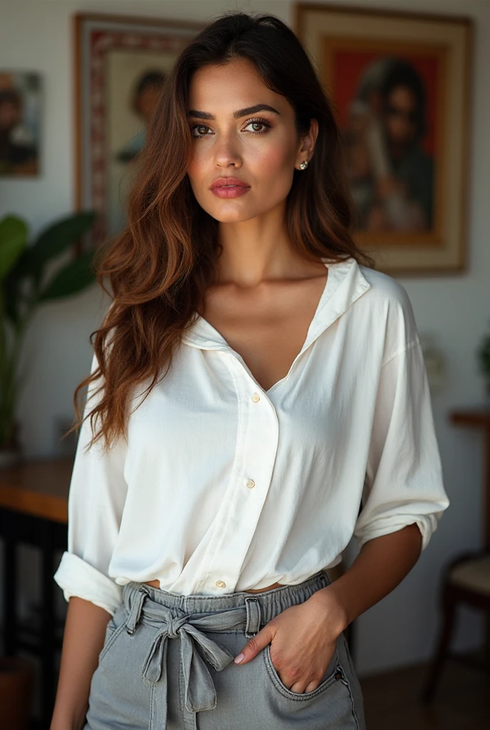 The woman in the image is a Latina around 28 years old, she transmits a ...