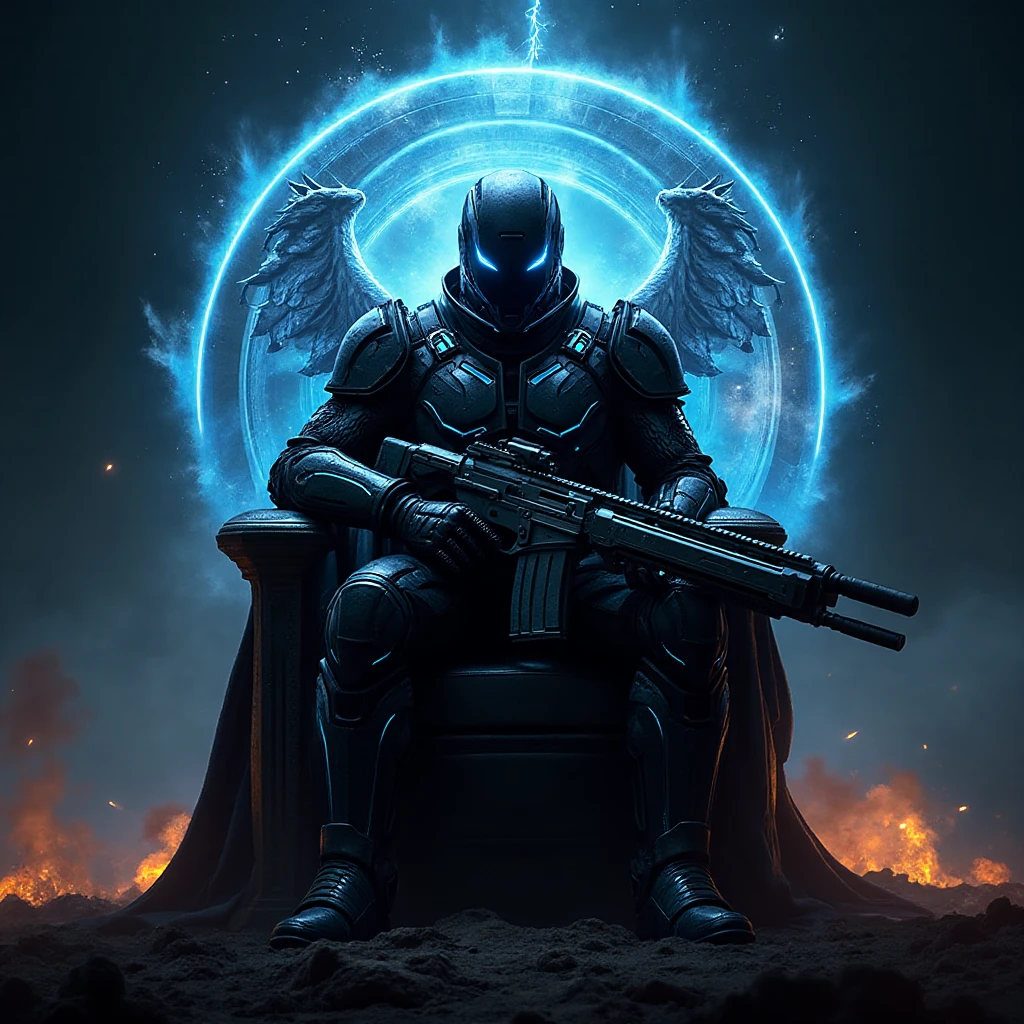 Epic logo design, ultra-realistic and cinematic. A lone human warrior ...