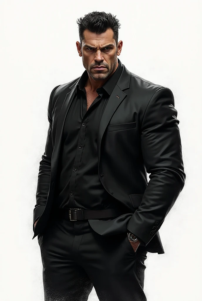 Drawing. Big alpha man, height, 210 cm, dark hair, short-haired - SeaArt AI