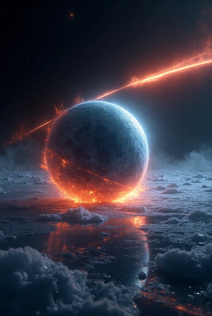 Create a cinematic, ultra-realistic scene of the exoplanet Gliese 436b ...