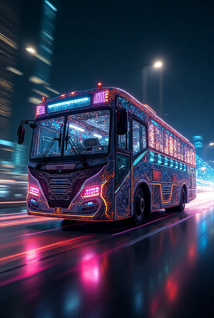 Give me a bus full of sound and LED lights , going very fast with lots ...