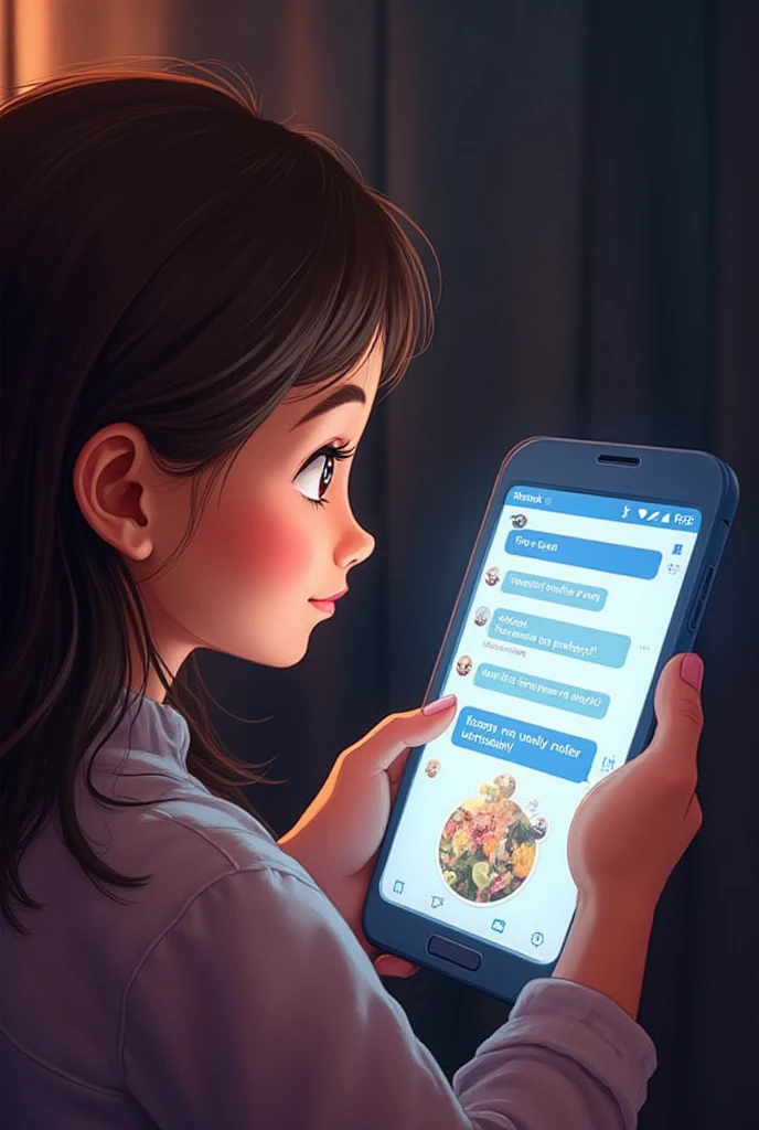 . A girl named Sky and a young boy named Moa are chatting on Facebook - SeaArt AI