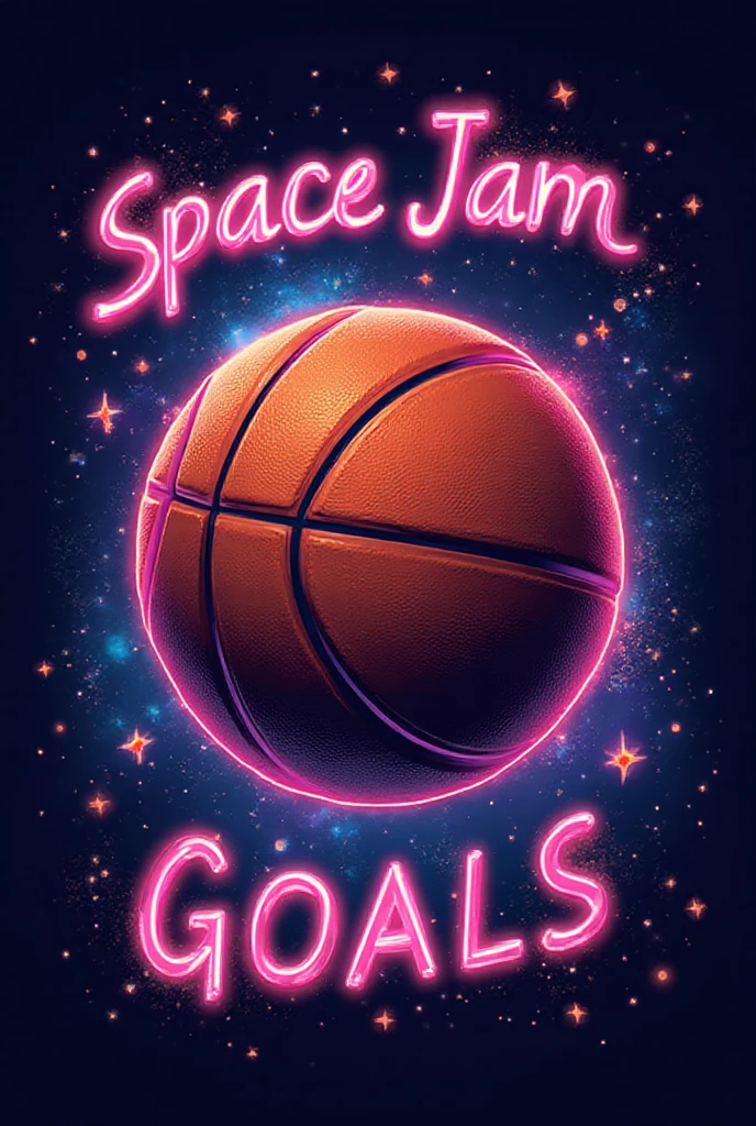 A basketball floating in space like a planet, with stars and galaxy ...