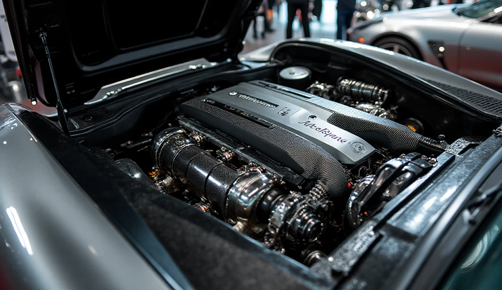 Highly detailed 2026 {Maserati Grecale} engine bay, showcasing a ...