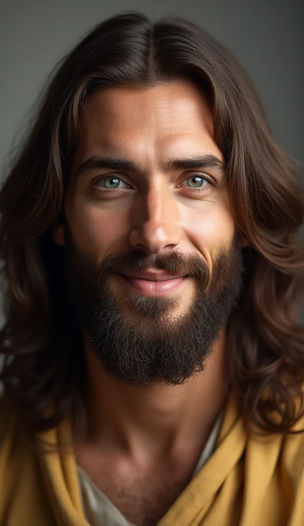 A highly realistic close-up portrait of Jesus Christ, with long - SeaArt AI