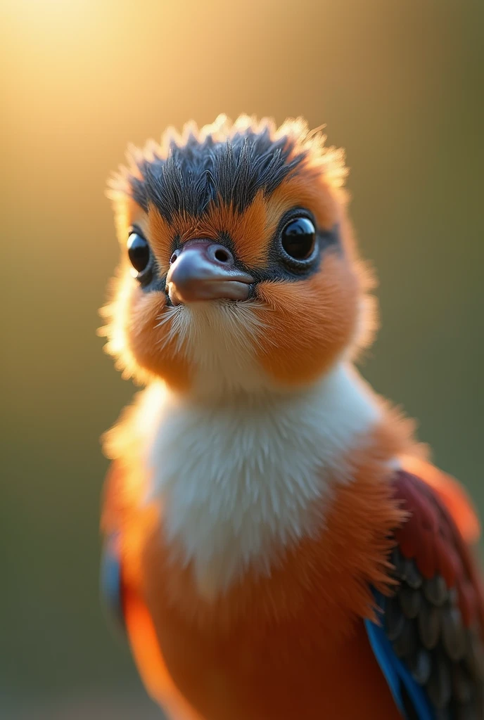 A mesmerizing close-up portrait of a gorgeous little bird illuminated ...