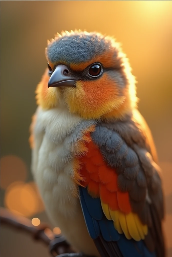 A mesmerizing close-up portrait of a gorgeous little bird illuminated ...
