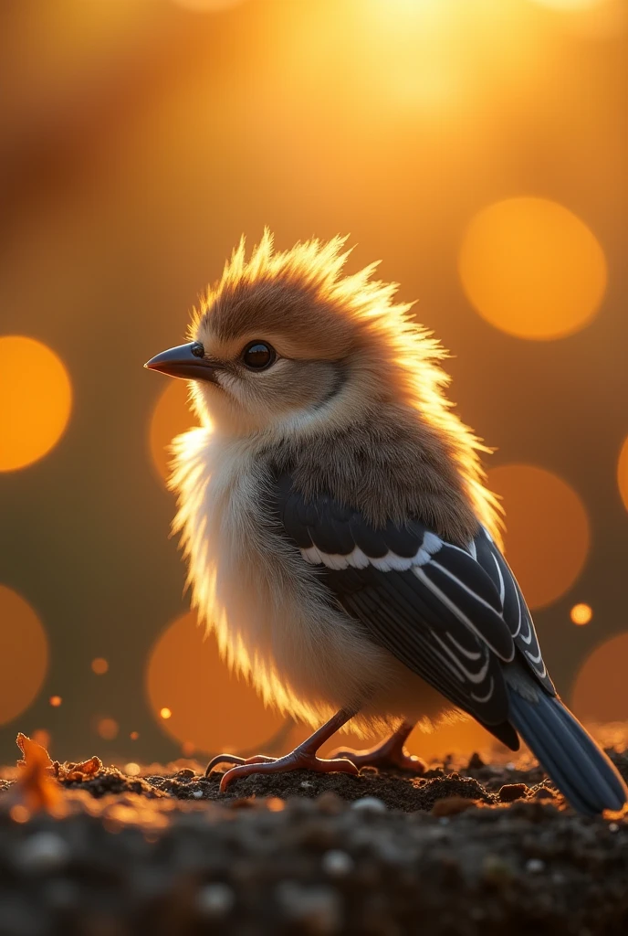 A mesmerizing close-up portrait of a gorgeous little bird illuminated ...