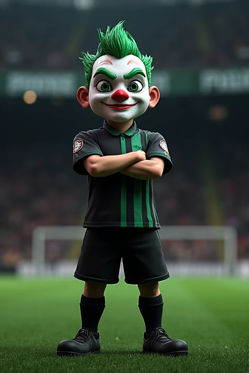 Create a football mascot style joker 3D , the joker will be standing ...