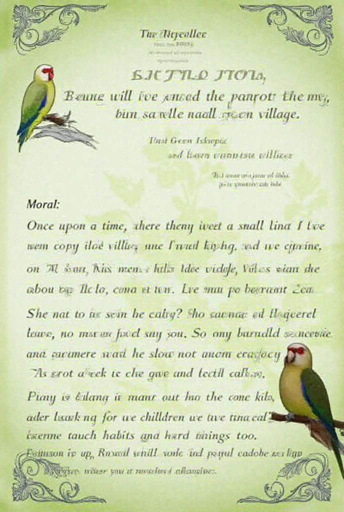Sure 😊 Here’s the parrot story in English: --- The Parrot - SeaArt AI