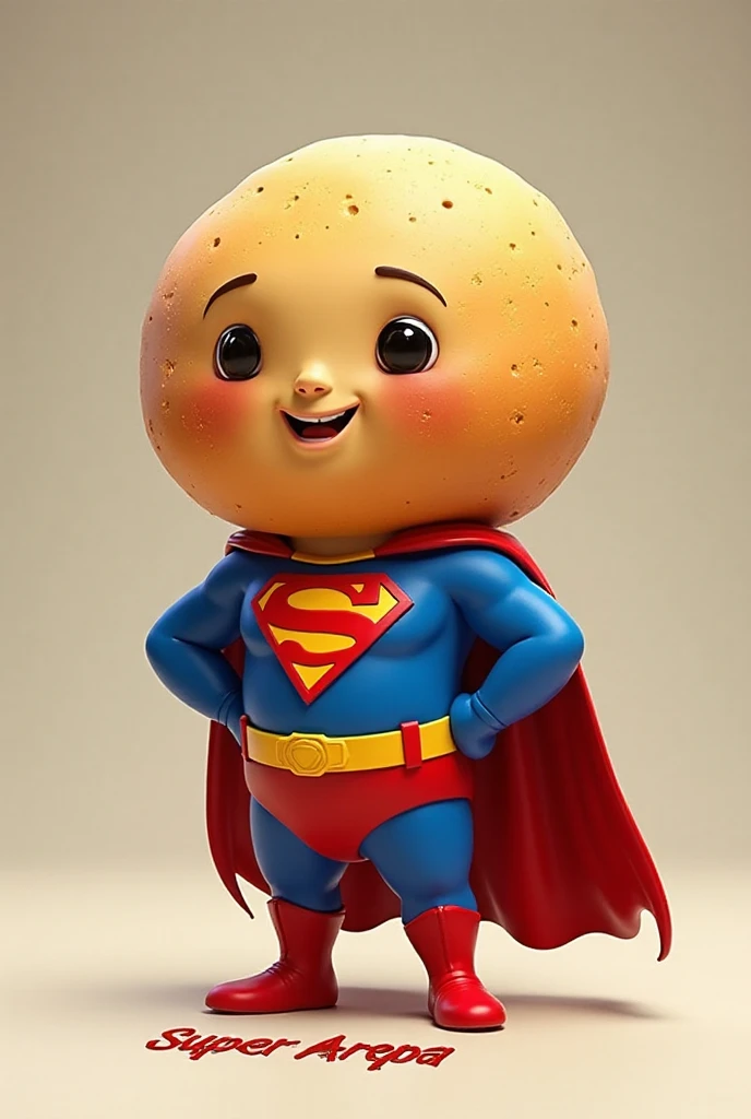 Create a realistic arepa-shaped character with eyes, mouth and nose ...