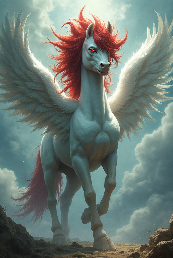 Half-anthropomorphic Pegasus pony half-human with Sukuna’s hair and ...