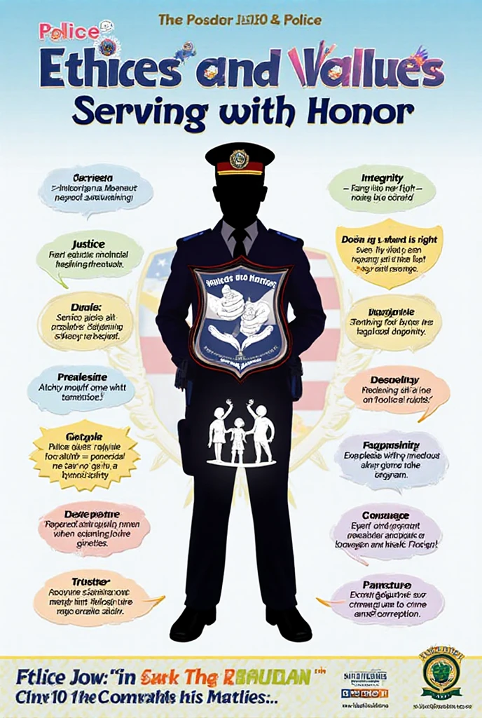 🎨 Poster Concept Title (Top Center, Bold & Colorful): “Police Ethics ...