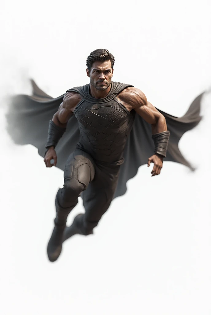 Realistic male superhero, no mask, should be flying, and full body view ...
