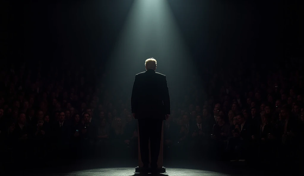 “Trump walking off stage, leaving behind a silent, shocked audience ...
