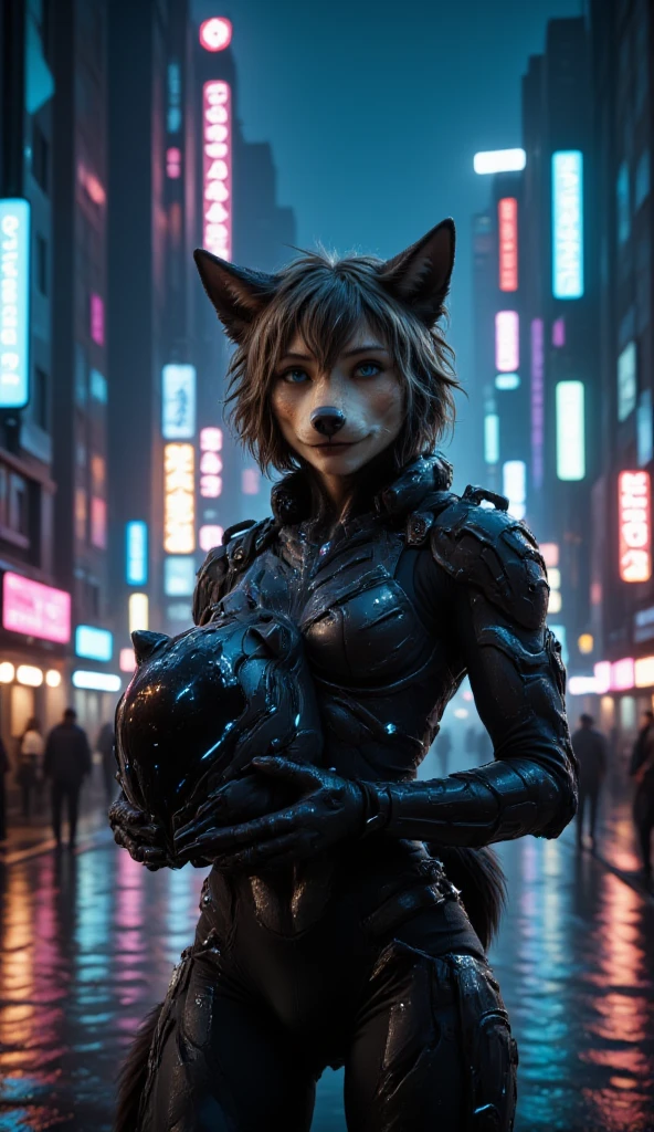 Masterpiece, best quality, ultra-detailed, 8k, full body, humanoid wolf ...