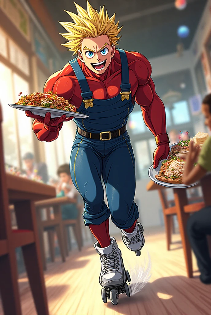 CREATE AN IMAGE OF THE CHARACTER ALL MIGHT FROM MY HERO ACADEMIA WHO IS WORKING - SeaArt AI