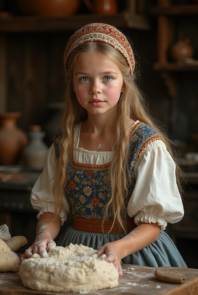 Photorealistic portrait of a boyar's daughter, of a bread maker - SeaArt AI
