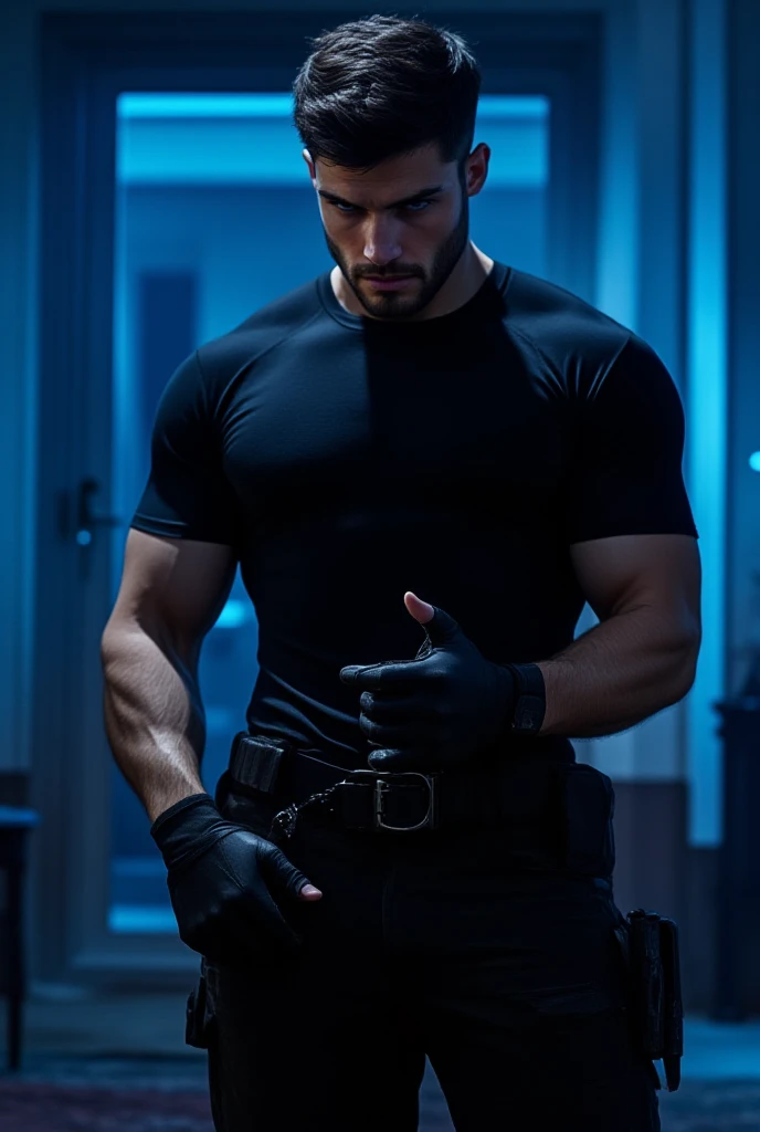 A 28-year-old Russian man with an impressive build, with marked muscles ...