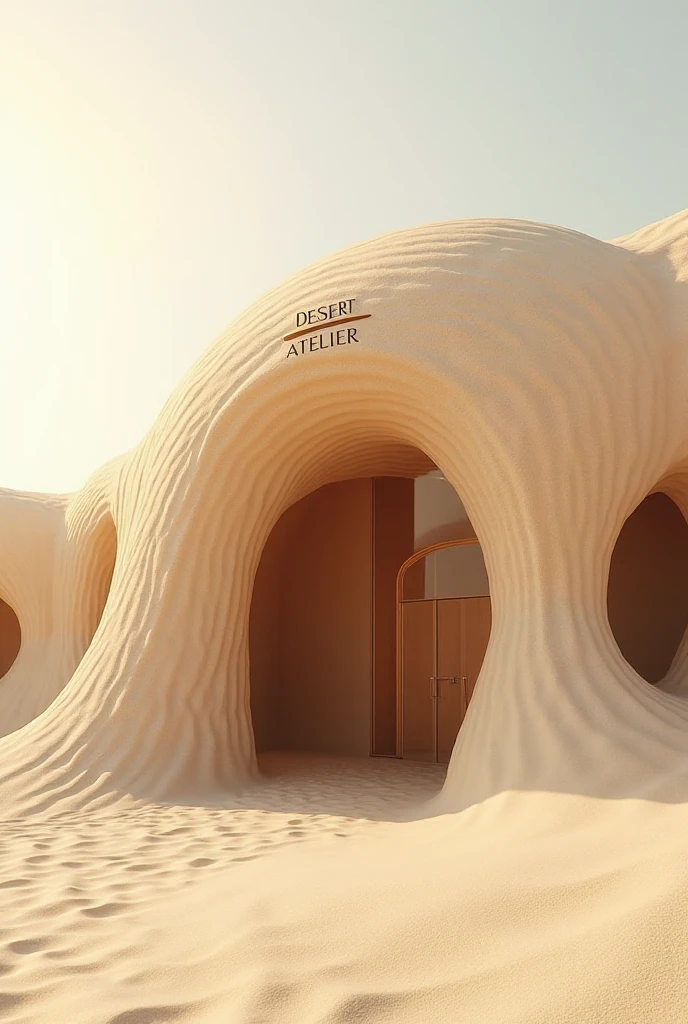 A futuristic luxury flagship store inspired by desert dunes, set in the ...