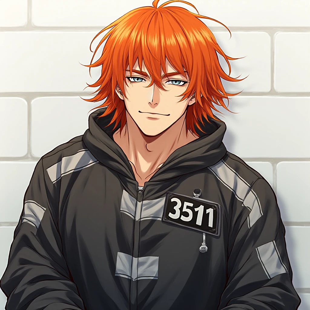 An anime character that has a large build, he has orange mid - SeaArt AI