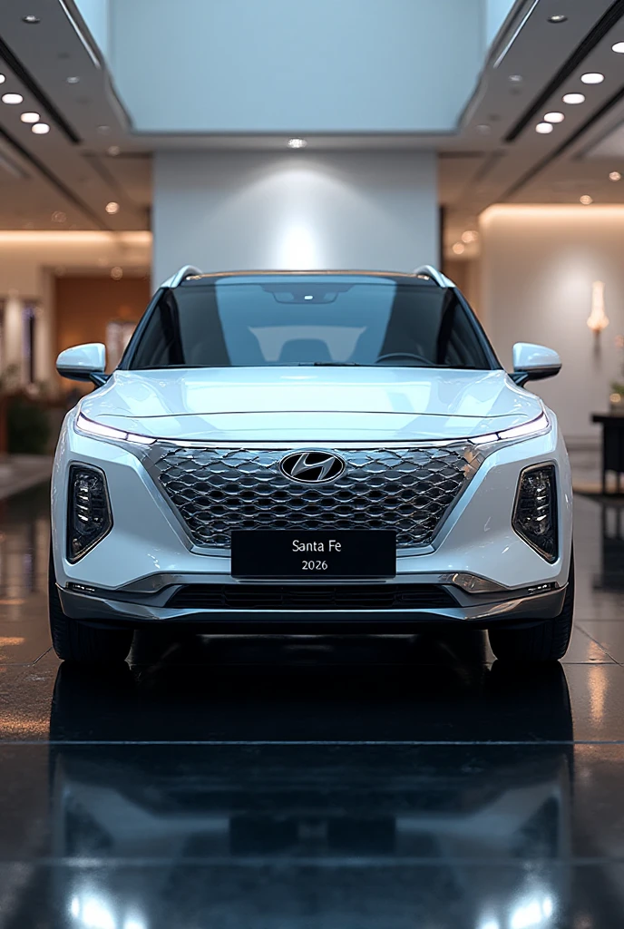 Create an ultra-detailed 8K render of the front bumper view of a ...