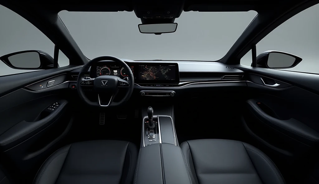 Full interior view, (2025 Xiaomi YU7 car-) color dark Midnight black ...