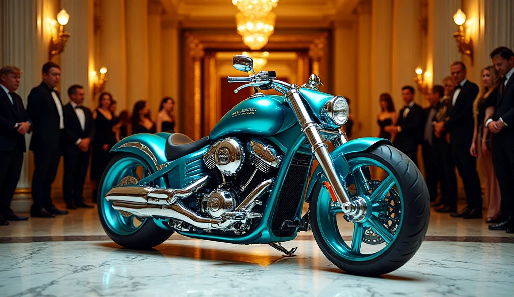 A Rolls Royce super bike, painted in a striking shiney cyan is ...