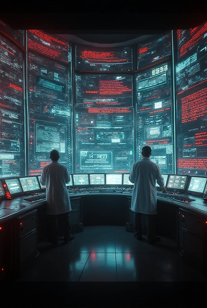 "High-tech control room inside a futuristic secret laboratory - SeaArt AI