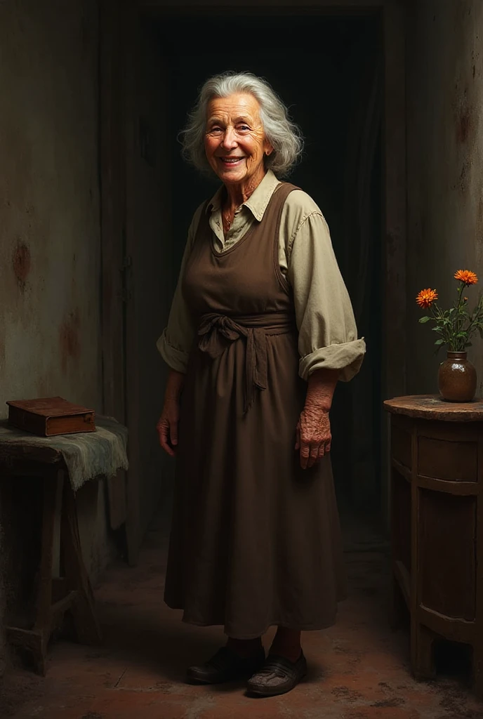 A poor widow smiling - SeaArt AI