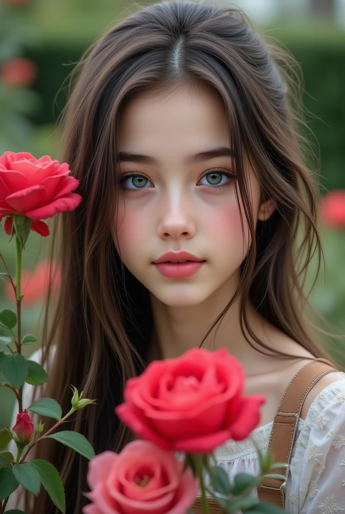 (Very pretty teen girl, beauty of an IDOL), ((dressed in a gardener ...