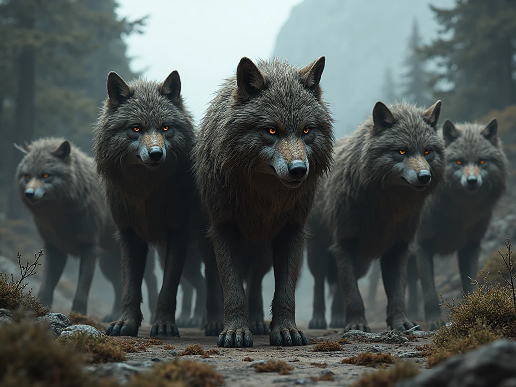 Simplify them and make them look more like wolves - SeaArt AI