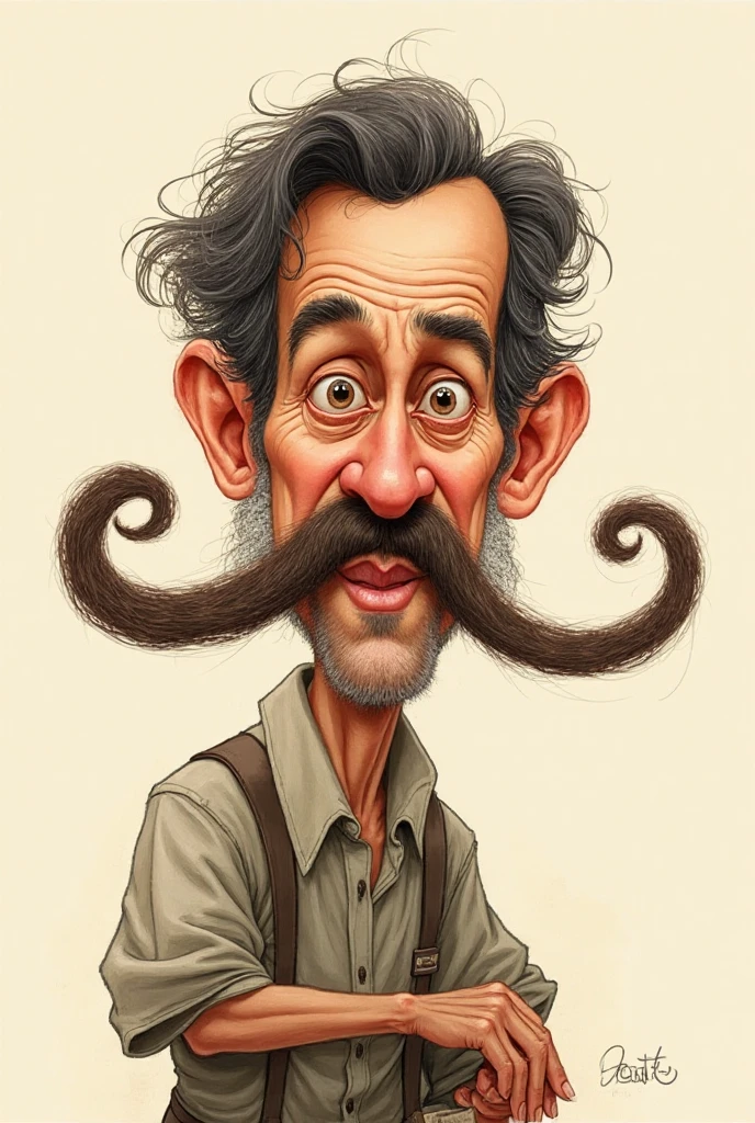 A hand-drawn caricature of a middle-aged man personifying Nostalgia ...