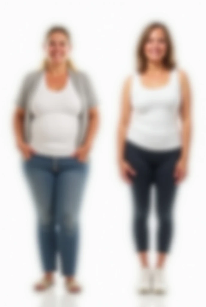 Before and after transformation of a 40–45-year-old woman, split view - SeaArt AI