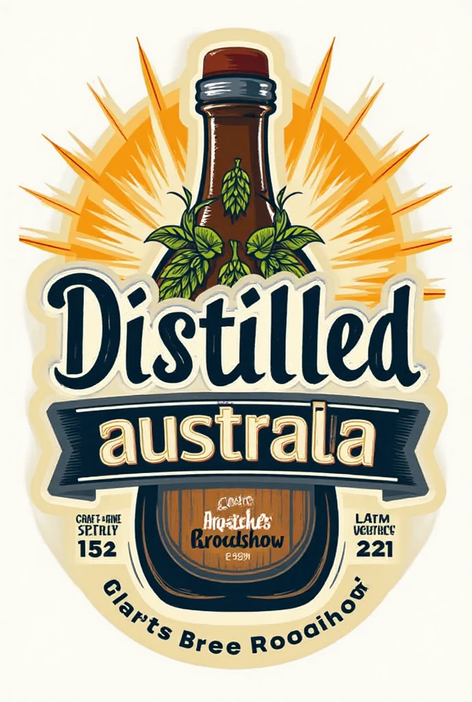 Create an emblem-style logo for "Distilled Australia – Craft Spirits - SeaArt AI