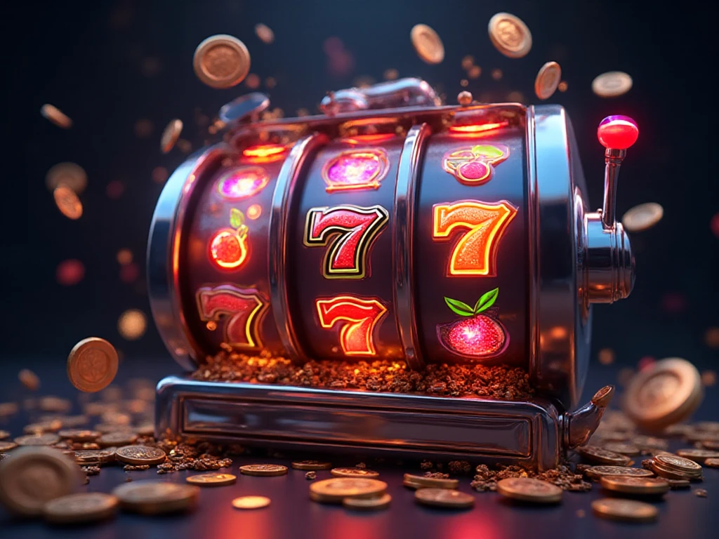 3D animated slot machine, spinning reels with fruits and gems - SeaArt AI
