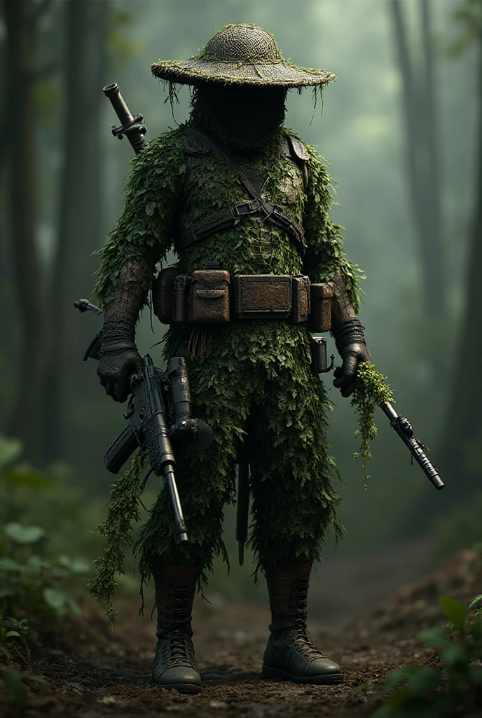 Realistic PUBG game skin design, jungle stealth reaper soldier wearing ...