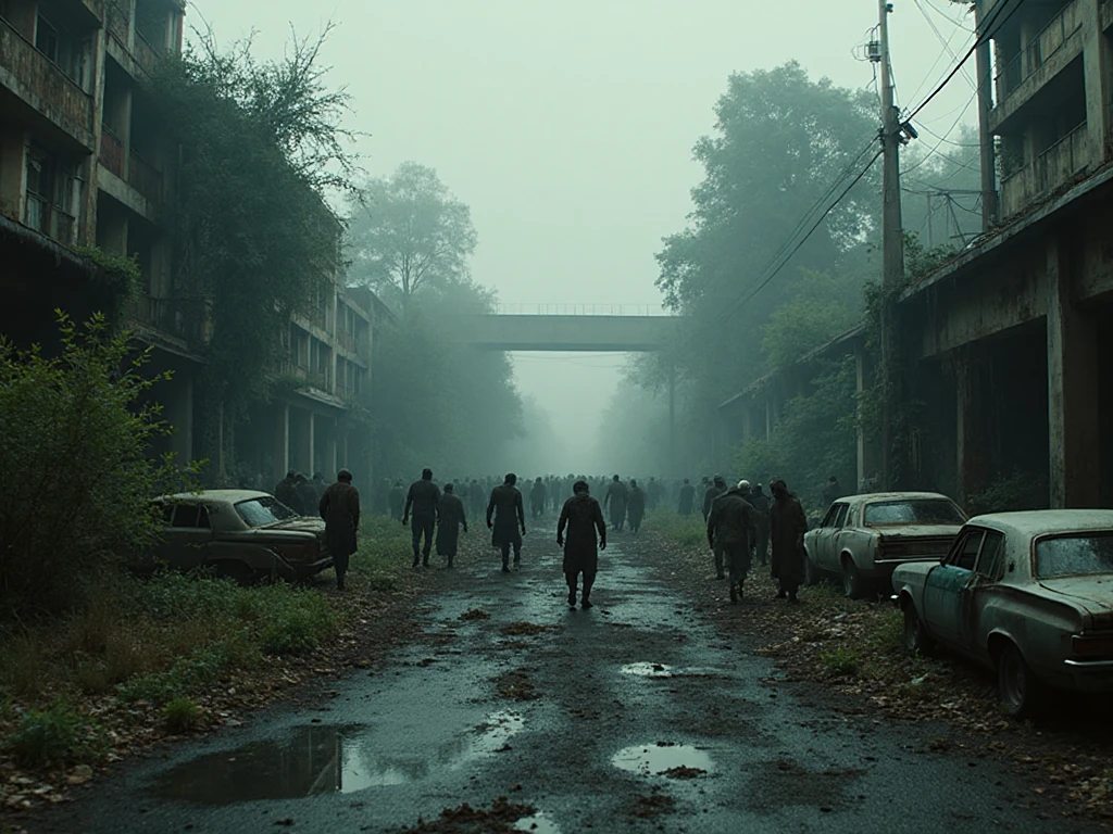 Epic horror movie setting, a vast horde of zombies wandering the ...