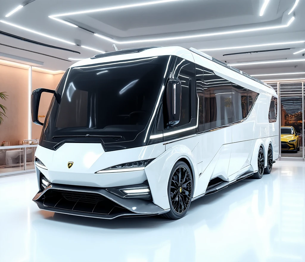 "Ultra realistic futuristic 2026 "Lamborghini Motorhome" painted in ...
