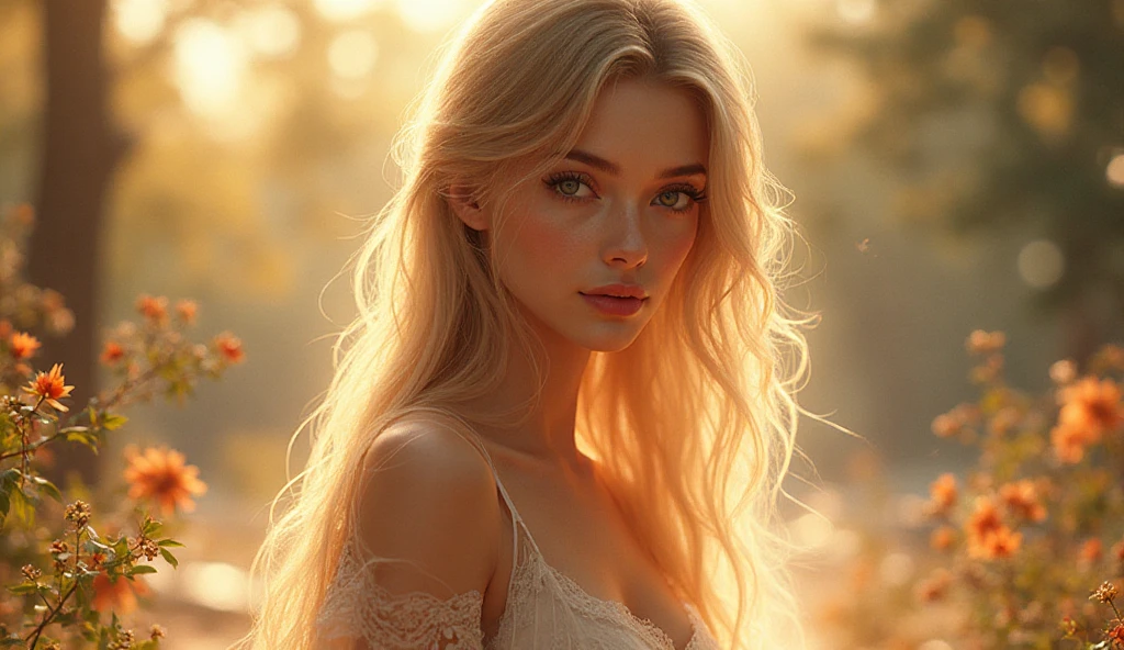 A beautiful female character, same appearance as in the reference ...