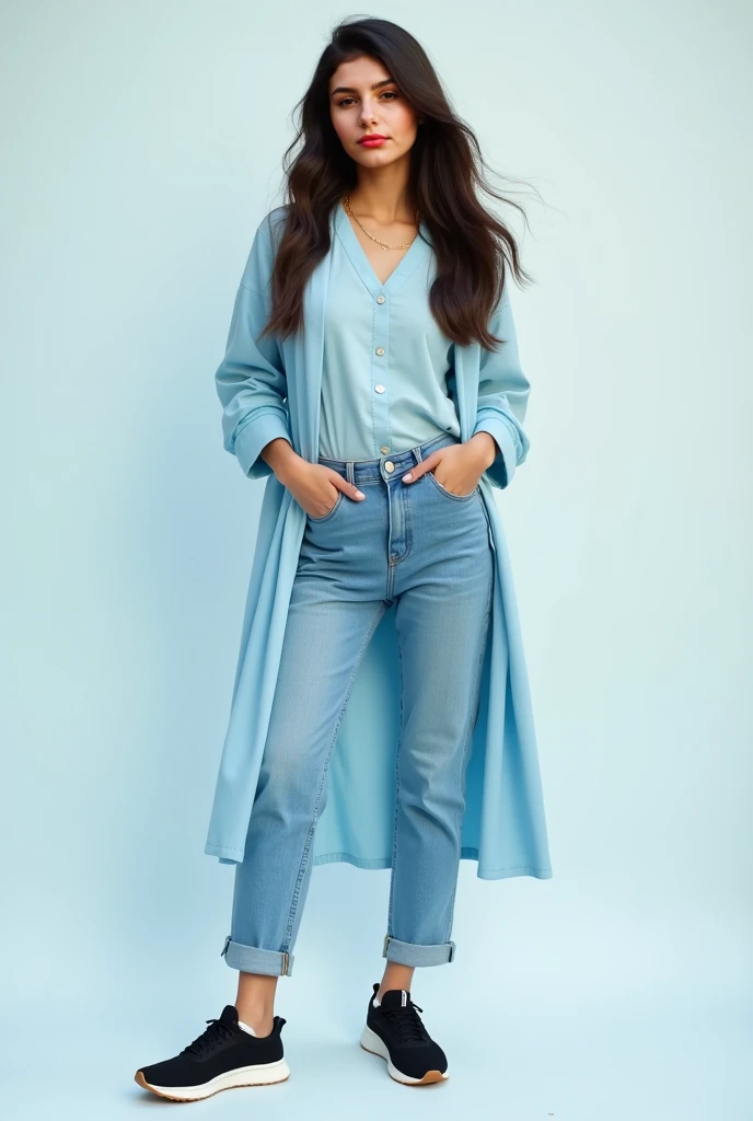 Pakistani Teenage girl age 19 , wearing light blue jeans and kurti fair ...