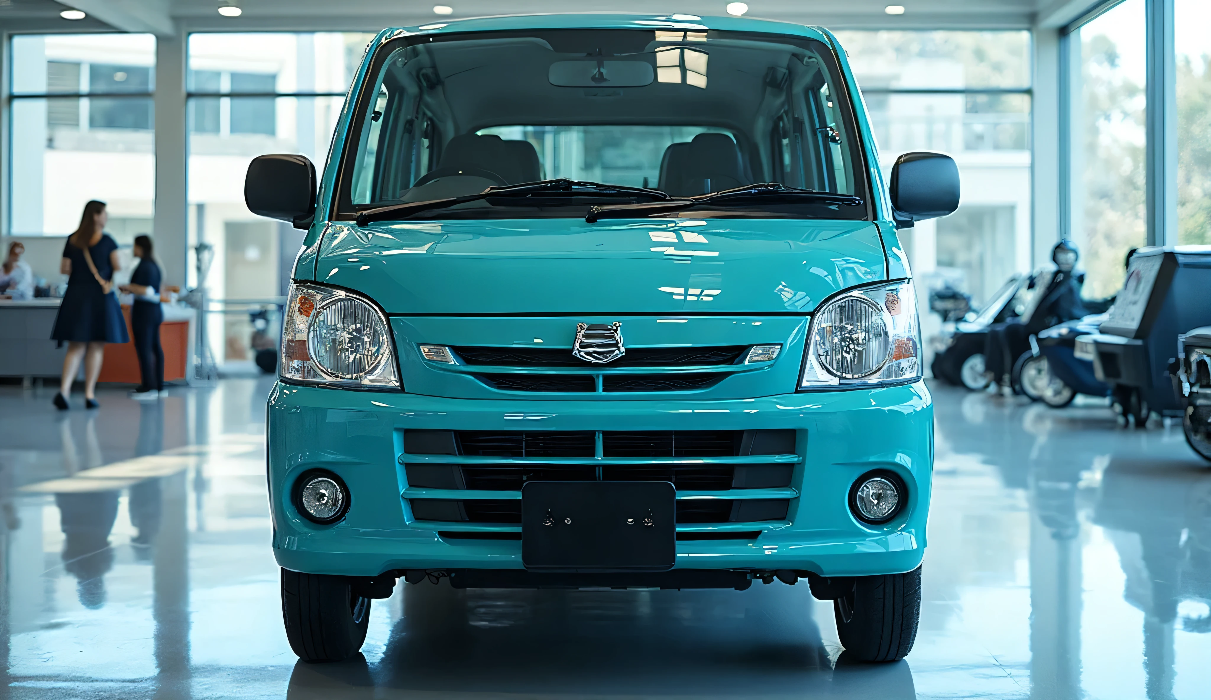 A photo a front view of a polished aqua Colour Daihatsu Gran Max PU ...