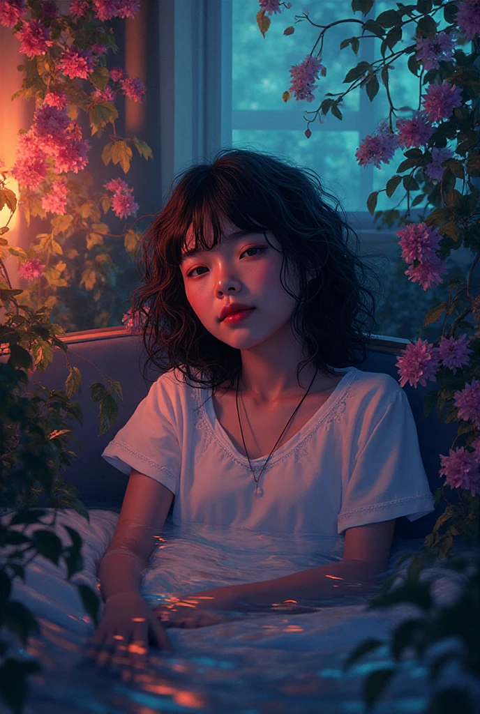 “digital illustration of a relaxed young person, cinematic lighting ...