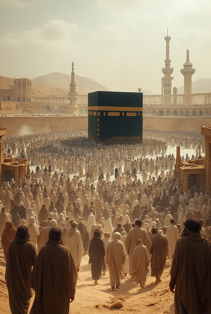 "An ancient scene of Hajj al-Vidah, around 1,400 years ago. Pilgrims in ...